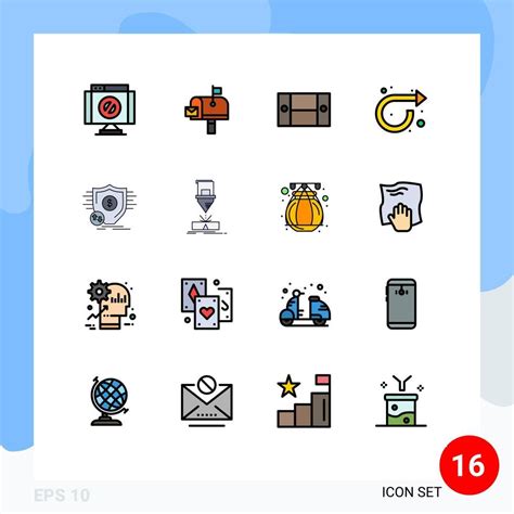 Universal Icon Symbols Group Of 16 Modern Flat Color Filled Lines Of Financial Right Cabinet