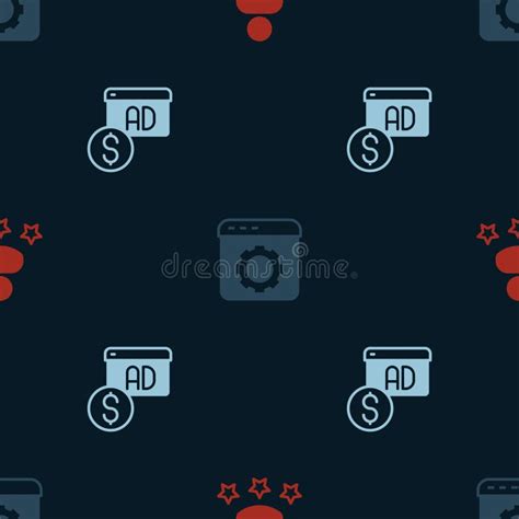 Set Consumer Product Rating Browser Setting And Advertising On Seamless Pattern Vector Stock