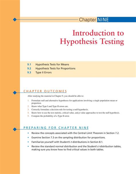 Chapter Introduction To Hypothesis Testing