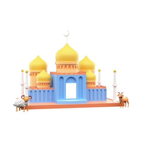 3d Tolkning Moské Båge Med Tecknad Serie Får Och Get Illustration 23653986 Png