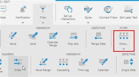 using a slider filter filters create and view content documentation