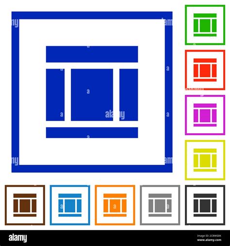 Set Of Color Square Framed Three Columned Web Layout Flat Icons Stock Vector Image And Art Alamy