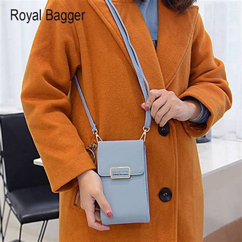 Royal Bagger Shoulder Sling Bags For Women New Pu Leather Mobile Phone Bag Girl Mini Korean