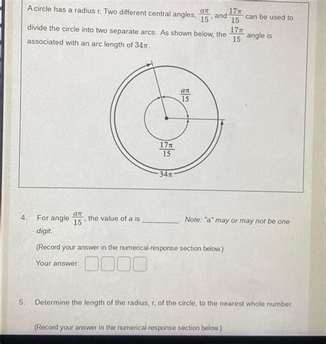 Solved A circle has a radius r. ﻿Two different central | Chegg.com
