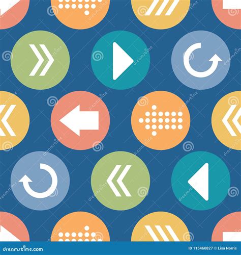 Vector Colorful Arrow Circles Seamless Pattern Stock Illustration