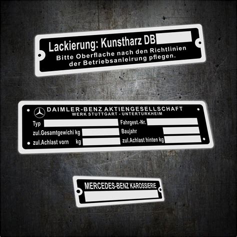 Data Plate Set For Daimler Mercedes Benz Pieces Info Data Etsy