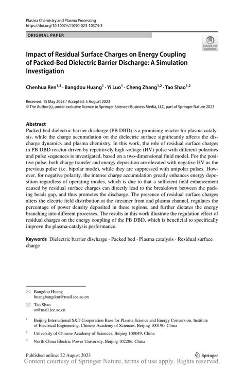 Impact Of Residual Surface Charges On Energy Coupling Of Packed Bed