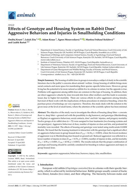 Pdf Effects Of Genotype And Housing System On Rabbit Does Aggressive Behaviors And Injuries