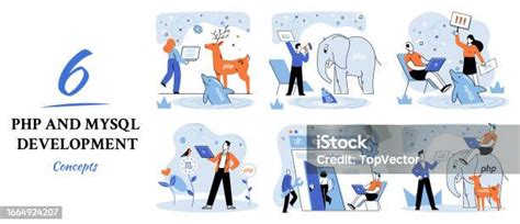 ilustración de desarrollo php y mysql desarrollador de sitios web de