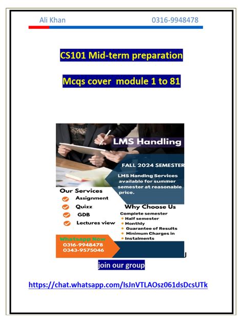 Cs101 Midterm Mqcs Module 1 To 81 By Ali Khan Ak 1 Pdf Microsoft Word World Wide Web