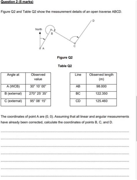 Solved Figure Q2 And Table Q2 Show The Measurement Details