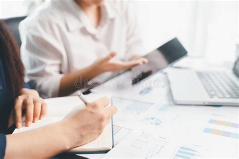 Business Meeting Data Analytics Or Women With Graph Presentation In