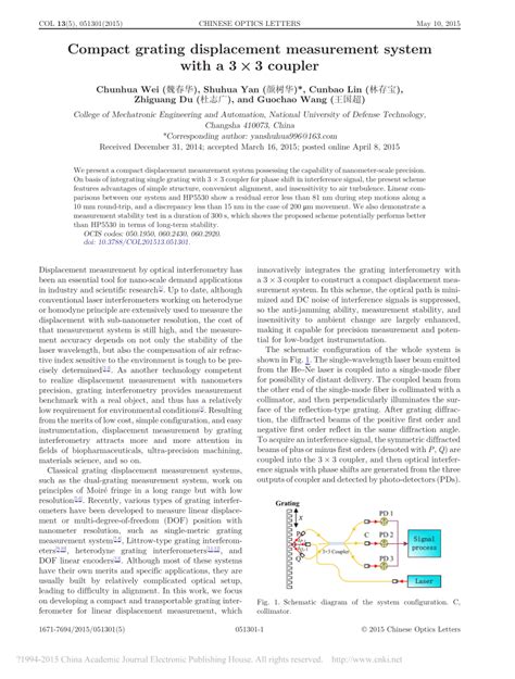 pdf compact grating displacement measurement system with a 3 × 3 coupler