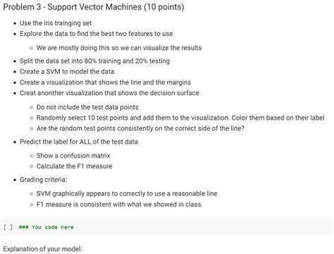 Solved Problem Support Vector Machines Points Chegg
