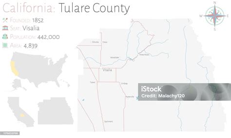 Map Of Tulare County In California Stock Illustration Download Image