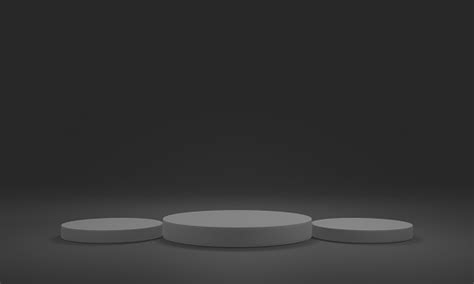 빈 검은색 연단3d 회색 배경에 연단을 표시합니다 스탠드 프레젠테이션을 위한 최소한의 모형 추상 검정 배경 개념입니다 기하학적