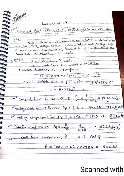 Lecture 14 Notes Of Numerical Related R L R C Or R L C Series
