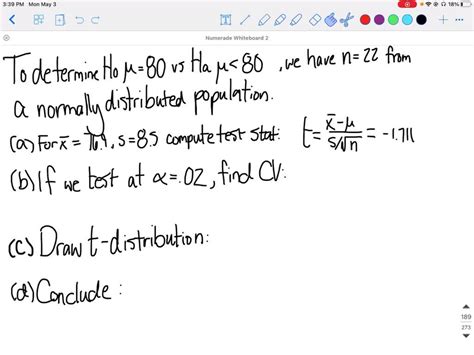 SOLVED T Use A T Test To Test The Claim About The Population Mean Mu At The Given Level Of