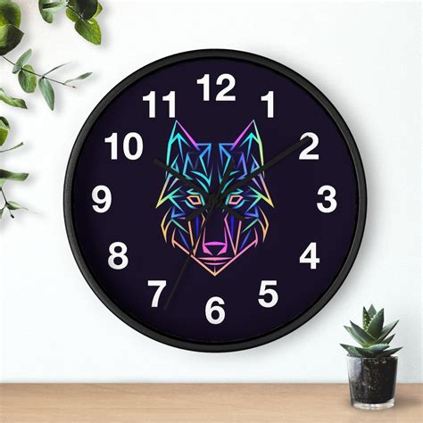 Wildlife Neon Wolf Clock With Low Poly Design Unique Home Decor Modern Wall Art Perfect For
