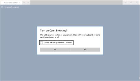 Irrelevant Caret Browsing Warning When Pressing F7 On Keyboard · Issue 4011 · Microsoft