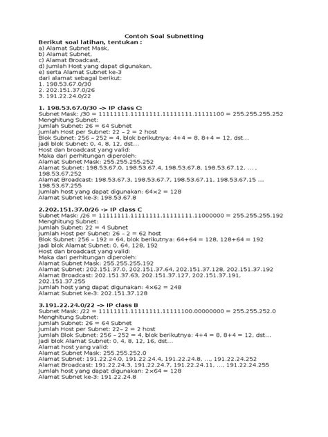 contoh soal subnetting pdf
