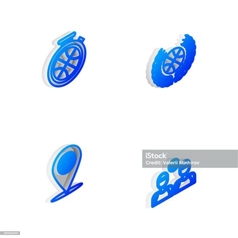 농구공 스톱워치 위치 및 농구 선수 아이콘으로 Isometric 라인 어워드를 설정합니다 벡터 0명에 대한 스톡 벡터 아트 및
