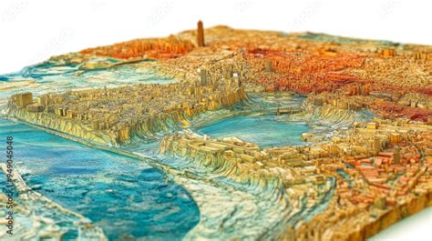 This D Map Terrain Illustrates The GIS Geodata Mapping Concept Highlighting Topography
