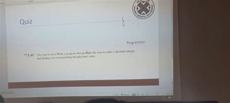 Solved 545 Decimal To Hex Write A Program That