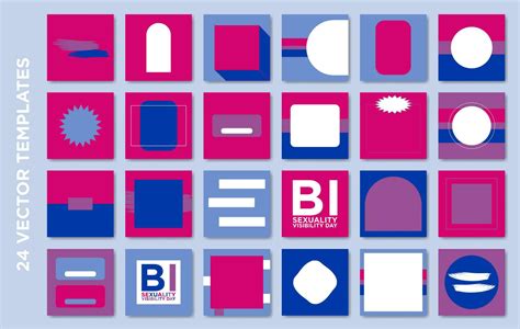 24 Vector Template Bundle In Bisexual Pride Flag Colors And Theme Bi