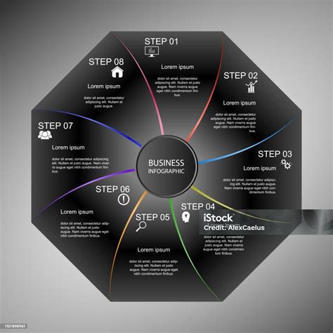 비즈니스 인포그래픽스 지오메트리 옥타곤 디자인 마케팅 프레젠테이션 섹션 배너 0명에 대한 스톡 벡터 아트 및 기타 이미지 0