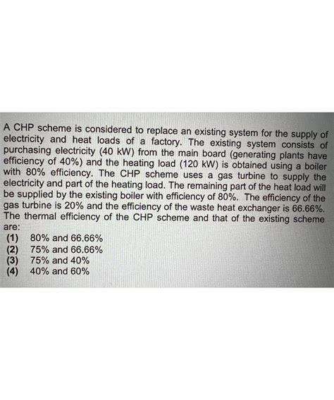 A CHP Scheme Is Considered To Replace An Existing Chegg Com