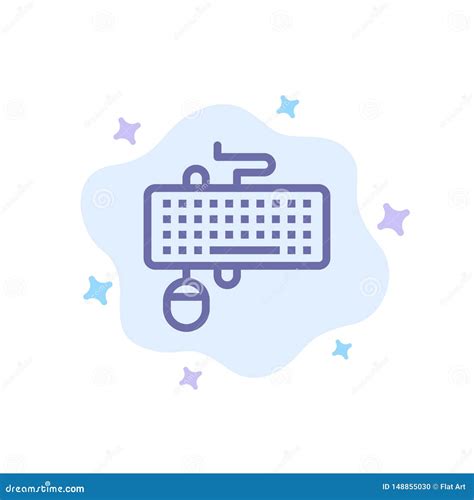 Device Interface Keyboard Mouse Obsolete Blue Icon On Abstract Cloud Background Stock Vector