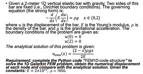 Given A 2 Meter 1d Vertical Elastic Bar With