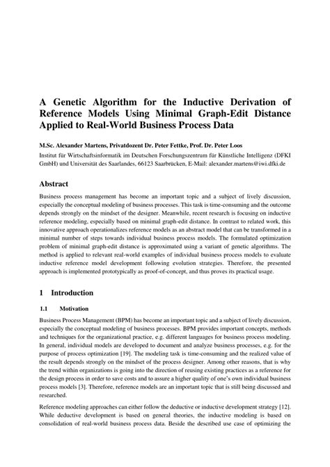 Pdf A Genetic Algorithm For The Inductive Derivation Of Reference Models Using Minimal Graph