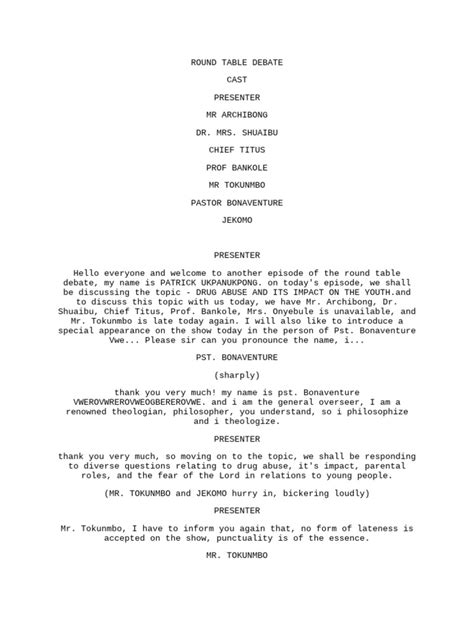 Round Table Debate Pdf