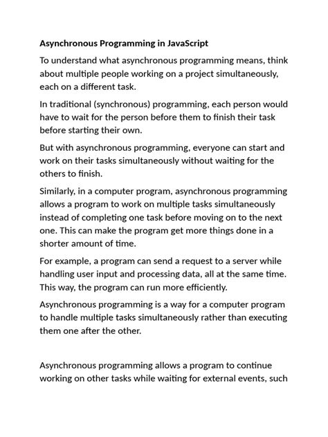 Asynchronous Programming In Javascript Pdf Callback Computer Programming Java Script