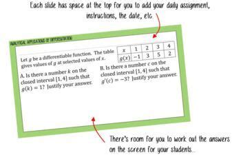 Calculus Unit Practice Google Slides Analytical Applications Differentiation