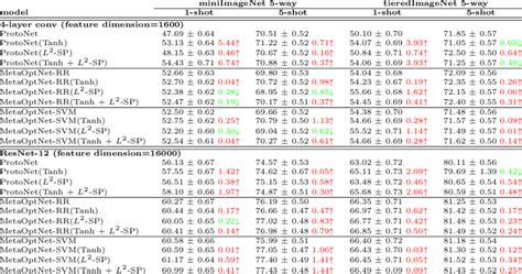 Average Few Shot Classification Accuracies With 95 Confidence