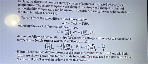 Physical Chemistry I Entropy Equation Derivation R Chemhelp