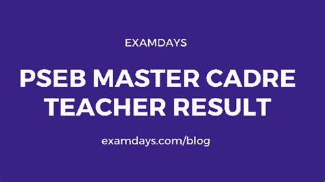 PSEB Master Cadre Teacher Result Cutoff Marks Merit List