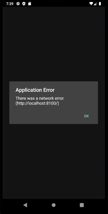 Cordova Emulate Android Leads To Application Error There Was A Network