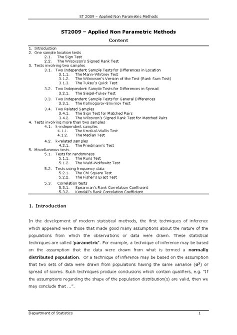 Introduction To Applied Non Parametric Methods St2009 Applied Non