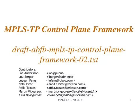 ppt mpls tp control plane framework draft abfb mpls tp control plane