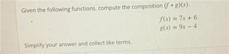 Solved Given The Following Functions Compute The