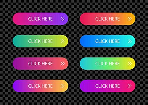 Vector Buttons Gradient Colors Icons Shadows Material Style Vector Interface Set Modern Png