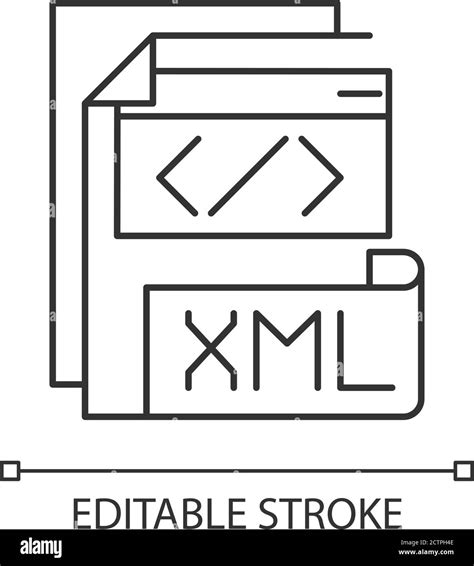 Xml File Pixel Perfect Linear Icon Stock Vector Image And Art Alamy