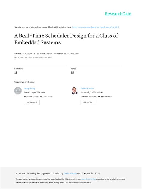 Pdf A Real Time Scheduler Design For A Class Of Embedded Systems