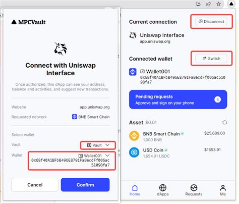 How Do I Connect My Wallet To A Dapp Defi Access Mpcvault Documentation