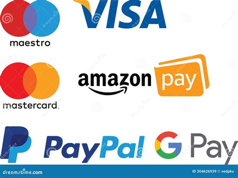 Online Payment Methods Systems Icons Set Card Company Logo Visa