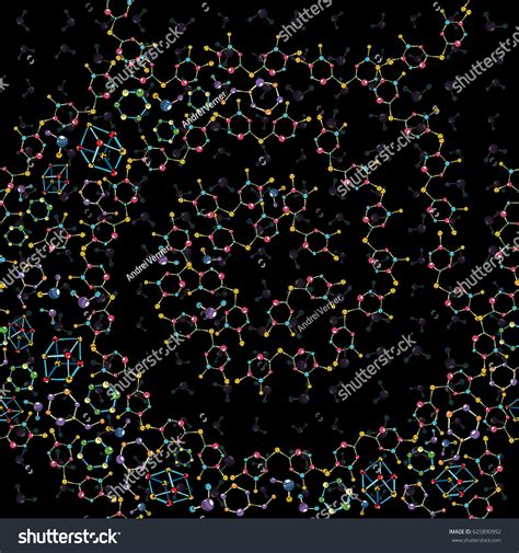 Science Illustration Colourful Molecules Seamless Texture Stock Vector